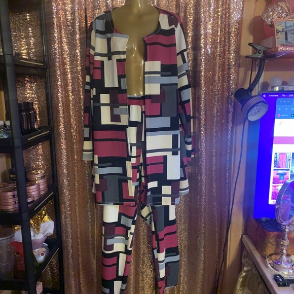 Emery Rose | Other | Geo Print Suit Plus Size Jacket Pant Set | Poshmark